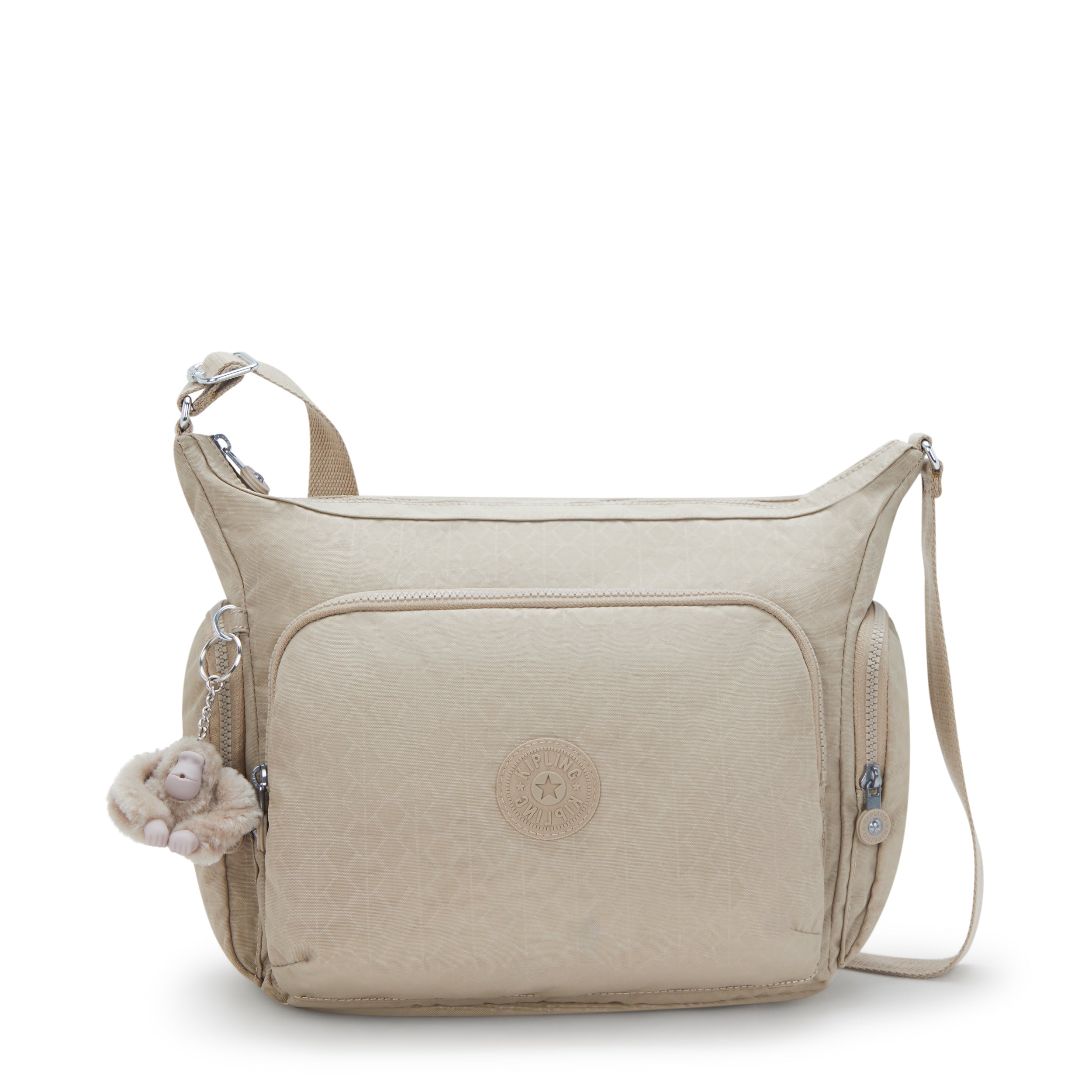 Kipling Gabb Signature Beige Embossed Large Crossbody Bag I3945-96A ...